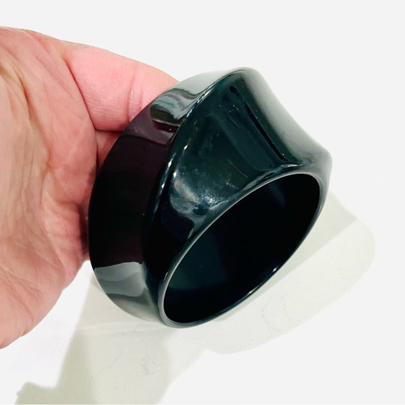 Estate | Jewelry | Vintage 2 Wide Freeform Asymmetrical Glossy Black ...